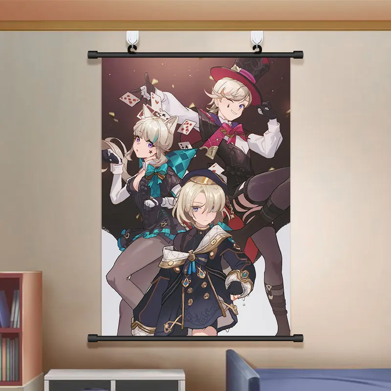 Game-Genshin-Impact-Lyney-Lynette-Fabric-Wall-Scroll-Home-Decor-Anime ...