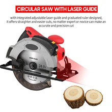 METERK 유선 원형 전기톱, 알루미늄 바디, 휴대용 목공 전기톱, 어댑터 포함, 230-240V, 190mm, 1500W