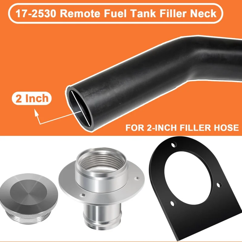 Remote Fuel Tank Filler Neck & Billet Aluminum Gas Cap & Weld-On Steel ...