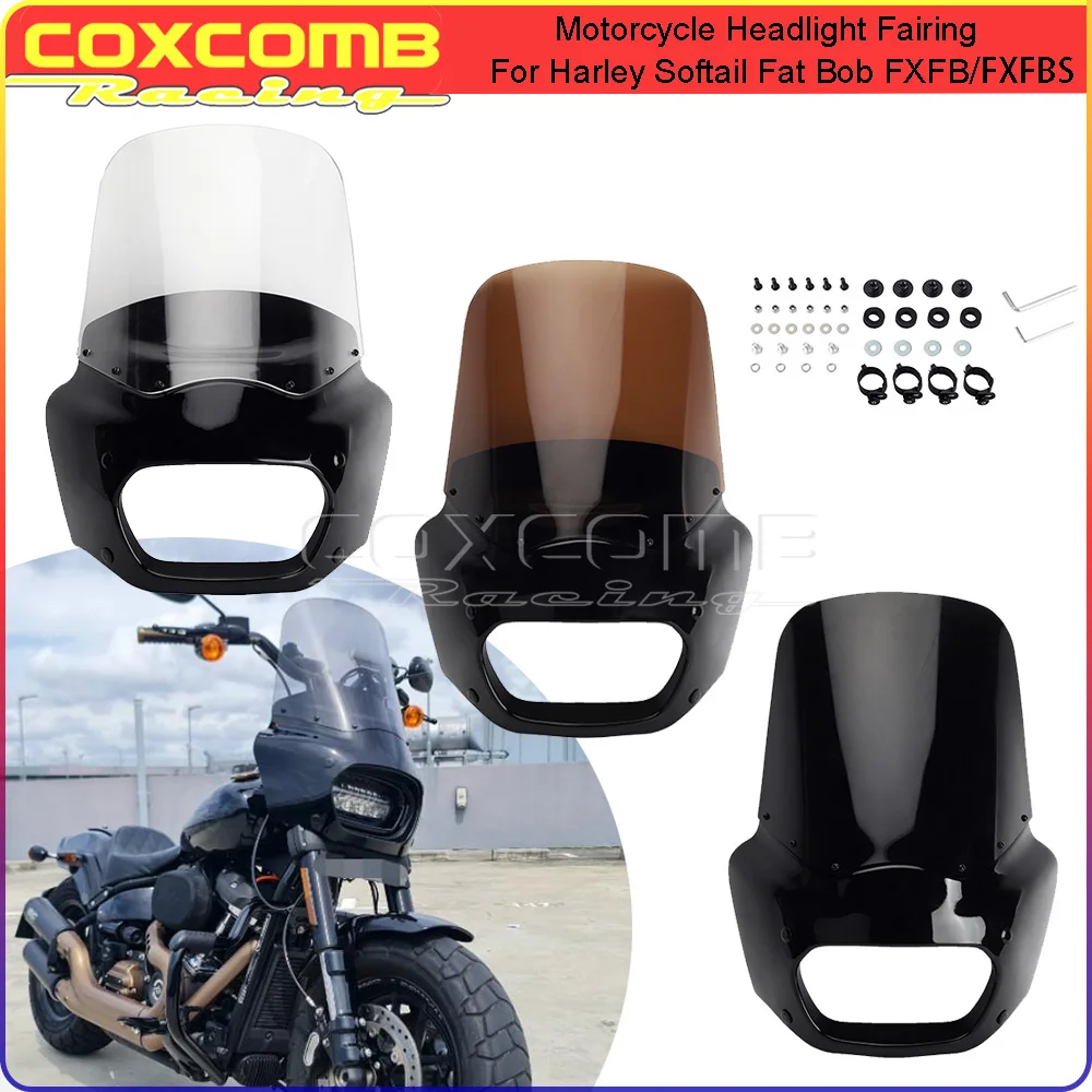 15-Tall-Windshield-Headlight-Fairing-11-Windscreen-For-Harley-Softail ...