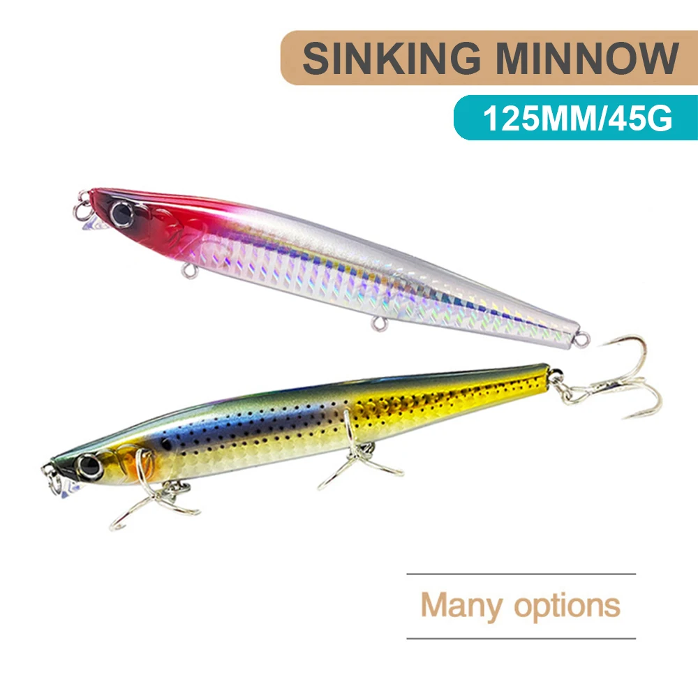 12.5cm 45g Fishing Lures Minnow Wobbler Long Casting Sinking Artificial ...