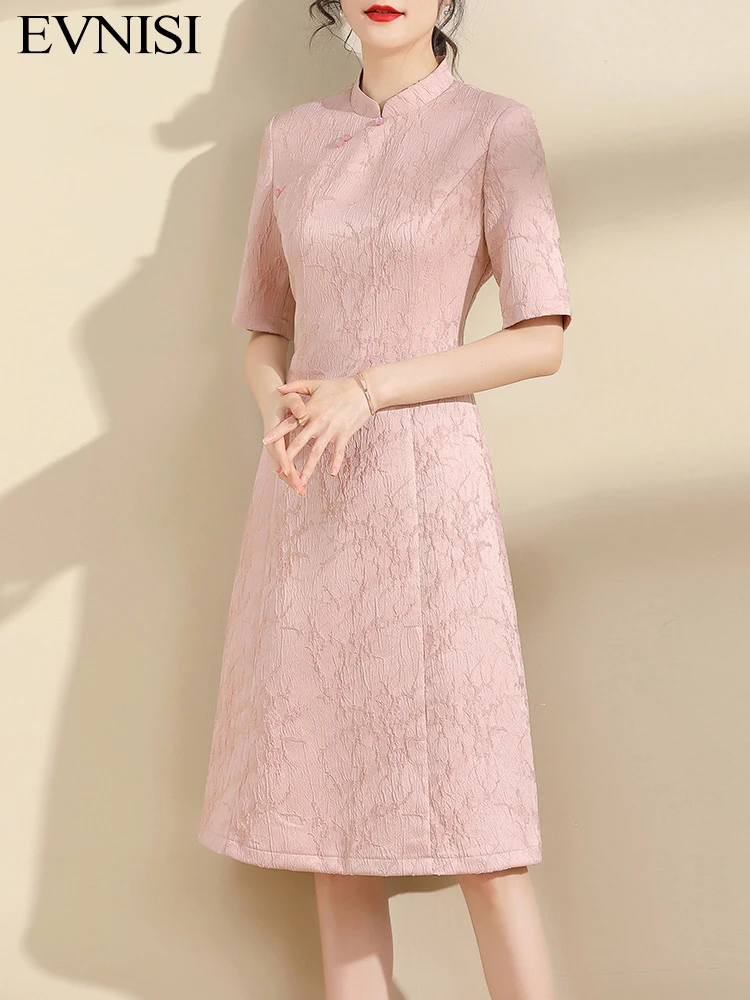 Pink-Elegant-Women-Dress-Spring-Office-A-line-Dresses-For-Women-Stand ...