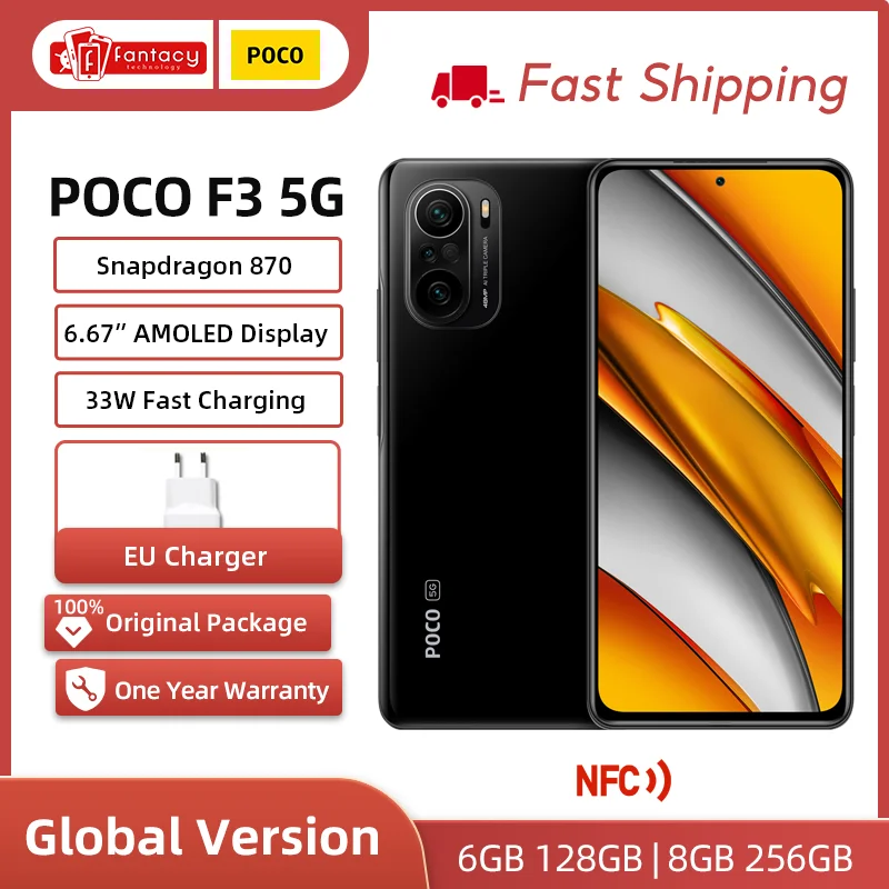 POCO teléfono inteligente F3 5G, versión Global, 6GB, 128GB/8GB, 256GB ...