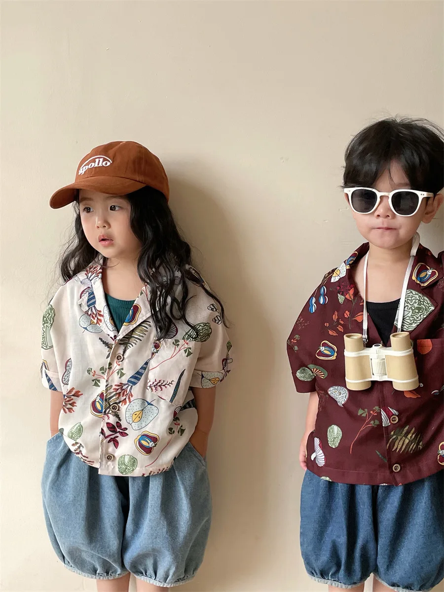 Kids-Shirt-Soft-Thin-Cotton-Print-Short-Sleeve-O-neck-Summer-Simple ...