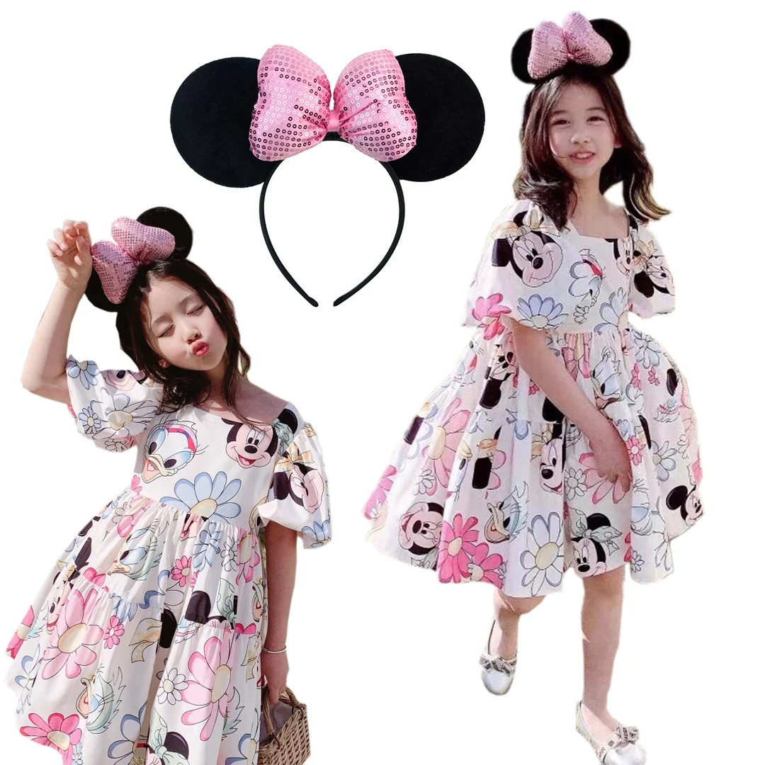 Mickey Minnie Mouse Girls Summer Casual Dress Kids Toddler Flower ...