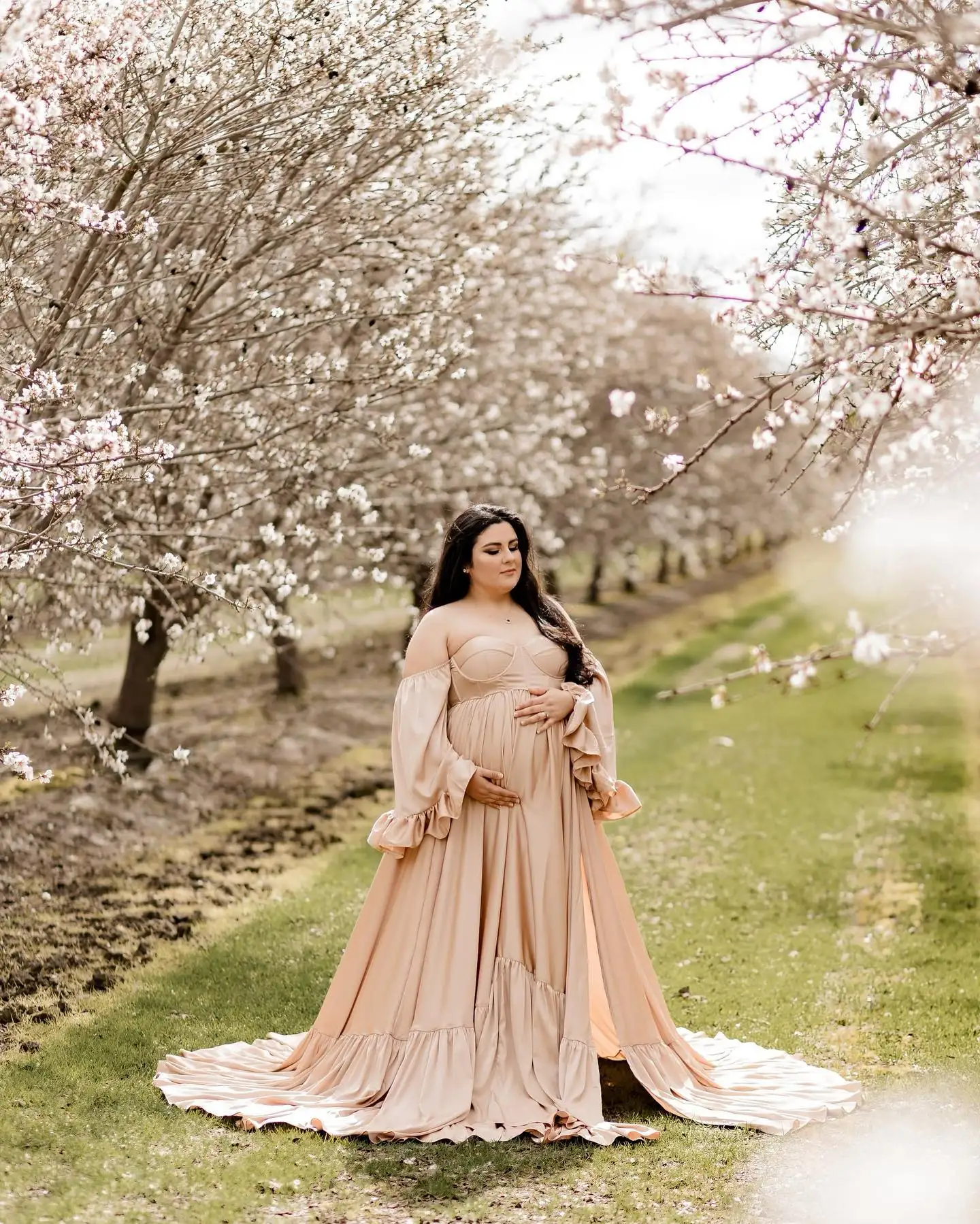 Silk-Satin-Maternity-Dresses-for-Photo-Shoot-Robe-Off-Shoulder ...