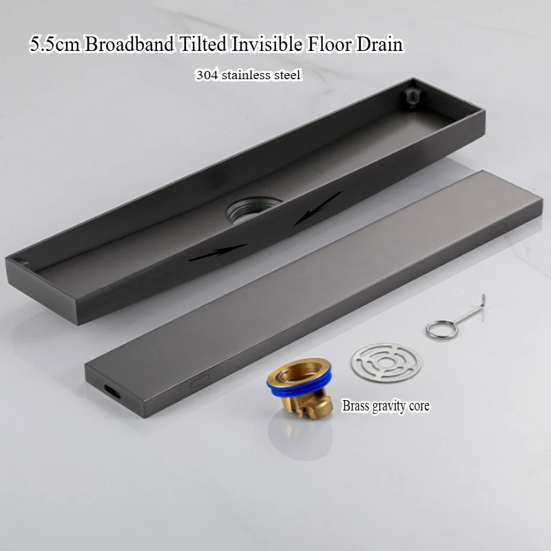 5.5 Broadband Tilted Invisible Floor Drain Bathroom 304 Stainless Steel ...