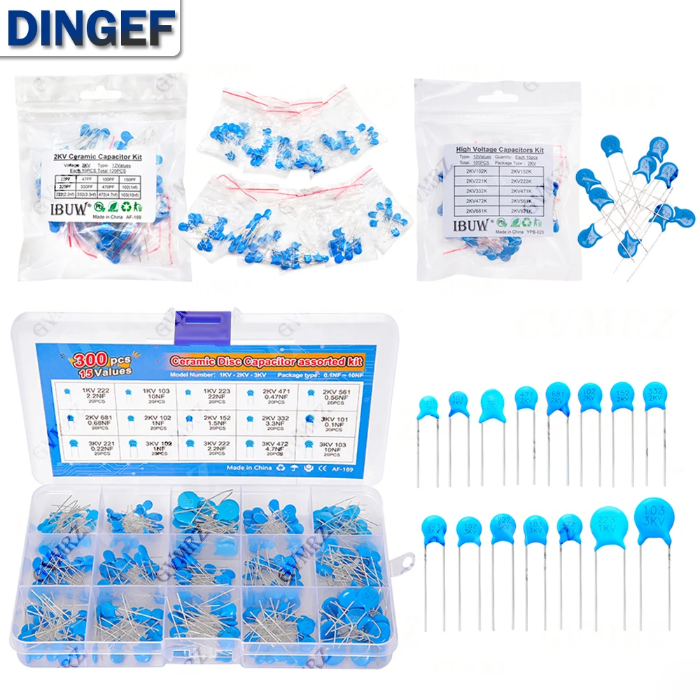 High voltage Ceramic Capacitor KIT 1KV 2KV 3KV 5PF 30PF 47PF 56PF 100PF ...