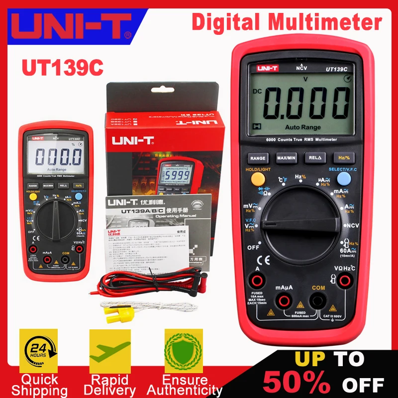 UNI-T-UT139A-UT139B-UT139C-True-RMS-Digital-Multimeter-Auto-Range-AC-DC-Voltmeter-Ammeter ...