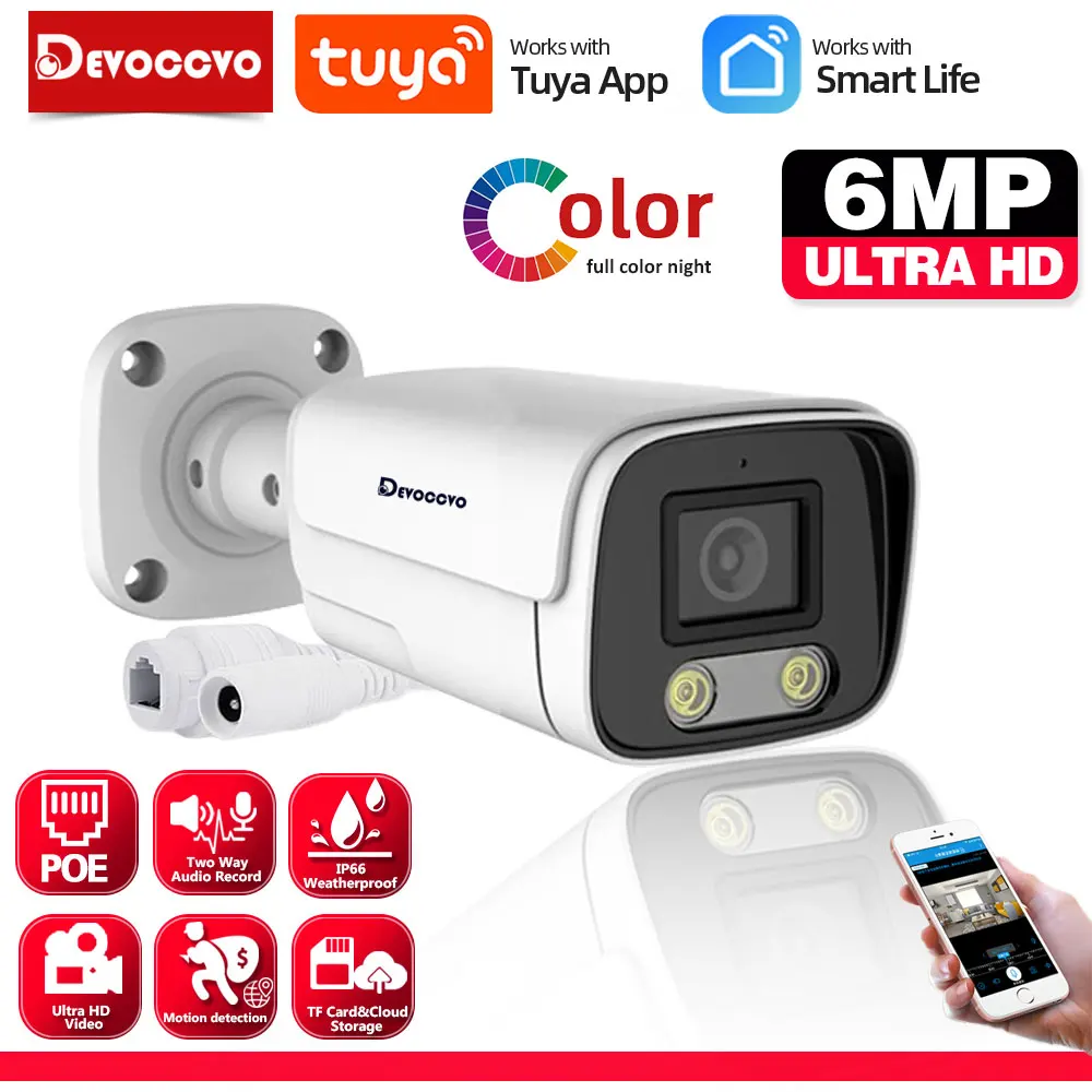 5MP-Tuya-POE-IP-Bullet-Camera-Outdoor-Waterproof-Color-Night-Vision-6MP ...