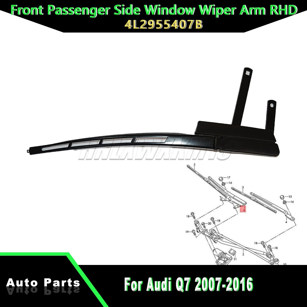 For Audi Q7 07-16 Front Passenger Side Window Wiper Arm RHD 4L2955407B ...