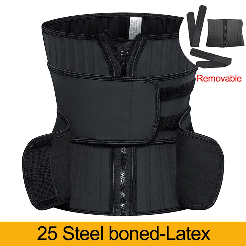YAGIMI-25-Steel-Bone-Waist-Trainer-Latex-Removable-Body-Shaper-with-2 ...