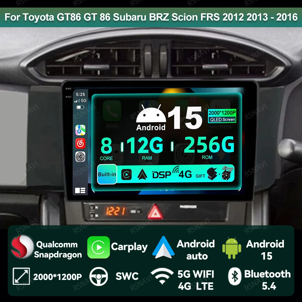 Car Radio Android 15 For Toyota GT86 GT 86 Subaru BRZ Scion FRS 2012 ...