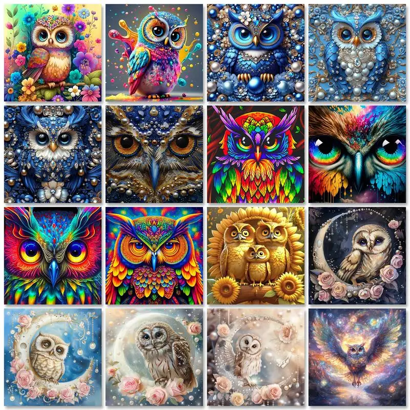 GATYZTORY-40x50cm-Pintura-Por-N-meros-Em-Tela-Cartoon-Coruja-Desenho ...