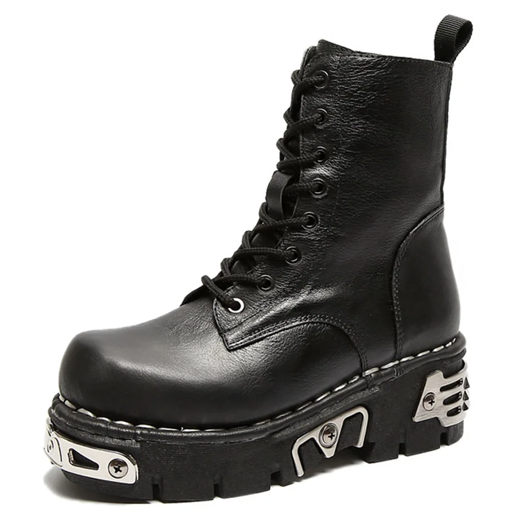Botas-de-cuero-Punk-g-tico-para-hombre-botas-de-motocicleta-botas-de ...