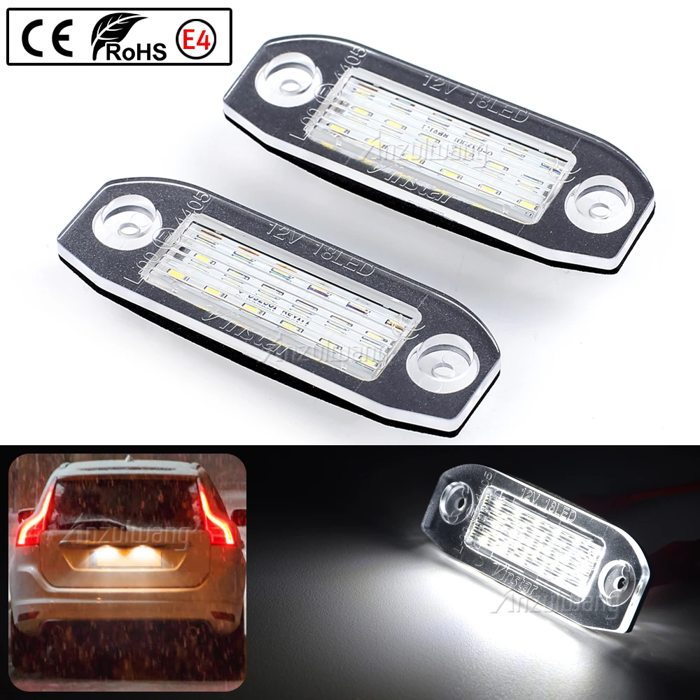2Pcs Canbus LED License Plate Light for Volvo S80 XC90 S40 V60 XC60 S60 ...