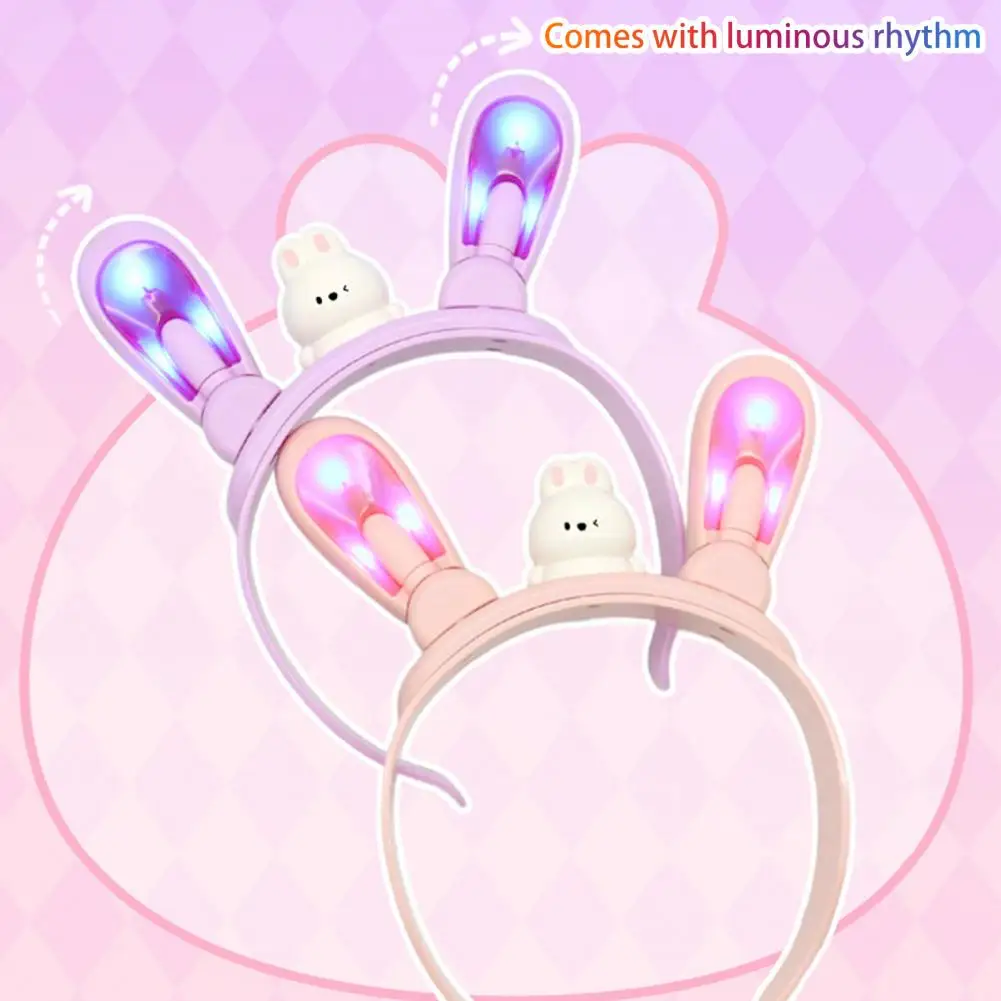 Cute-Light-up-Headband-Color-changing-Light-up-Bunny-Ear-Headband-with-Rechargeable-Swinging ...