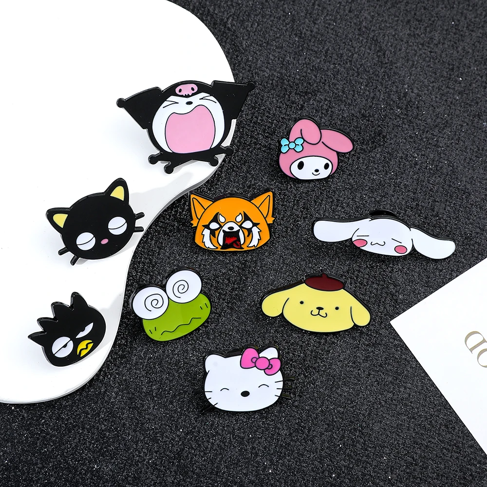 Anime-Sanrio-Hello-Kitty-Enamel-Pin-Cartoon-Figure-Kuromi-Melody-Metal ...