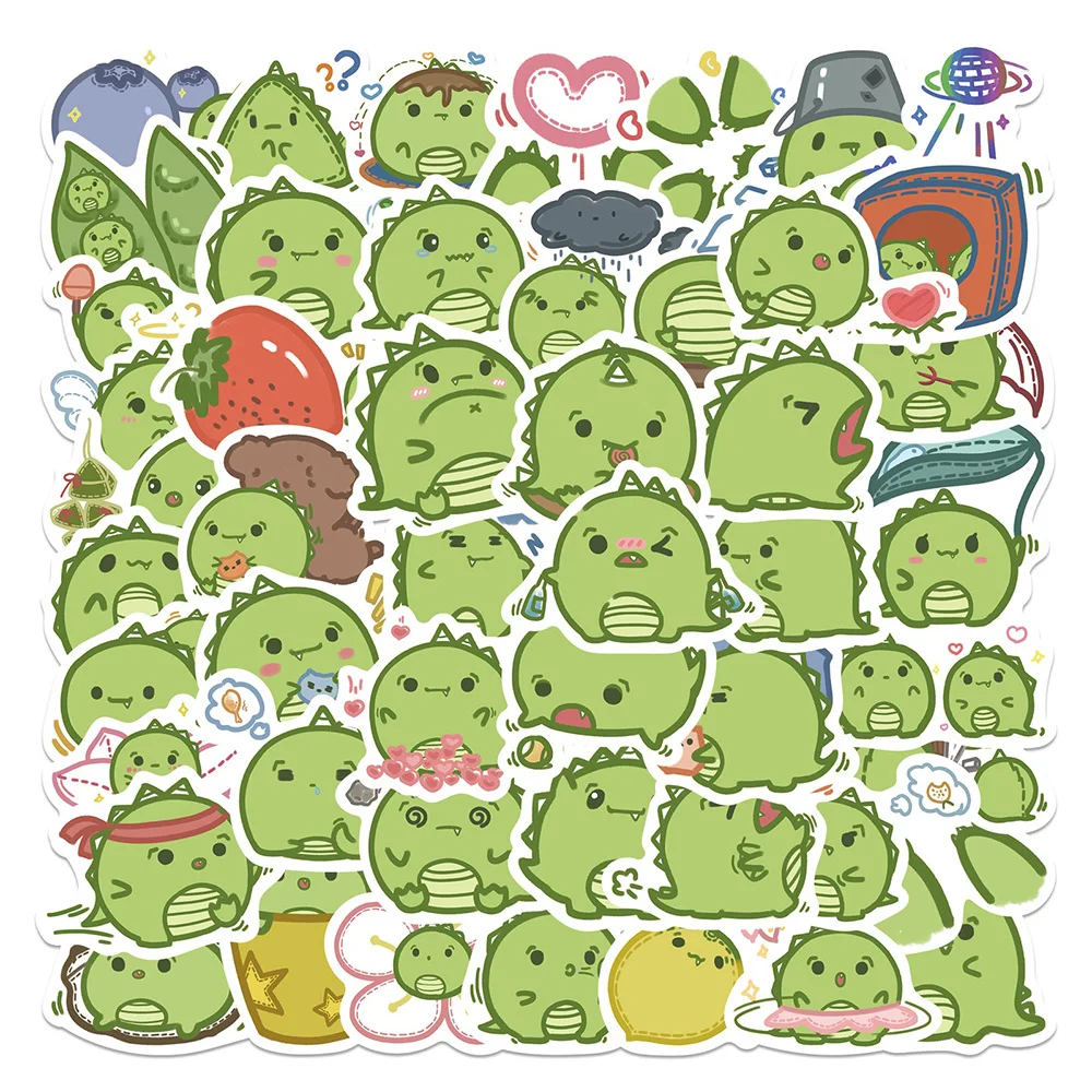 10/30/50pcs Green Chubby Dinosaur Cartoon Stickers Diy Laptop Luggage ...