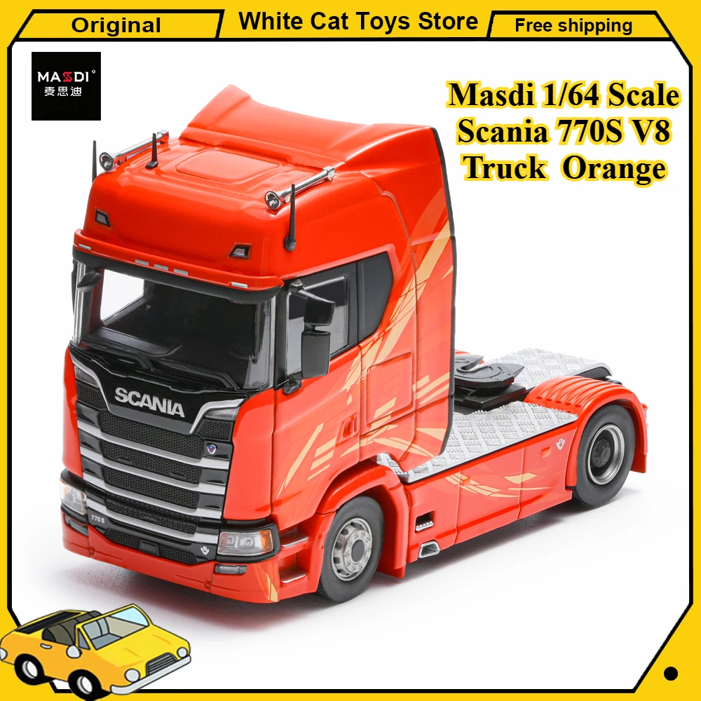 Masdi 1/64 Scania 770S V8 Truck Scale Orange Howo Military Alloy Car ...