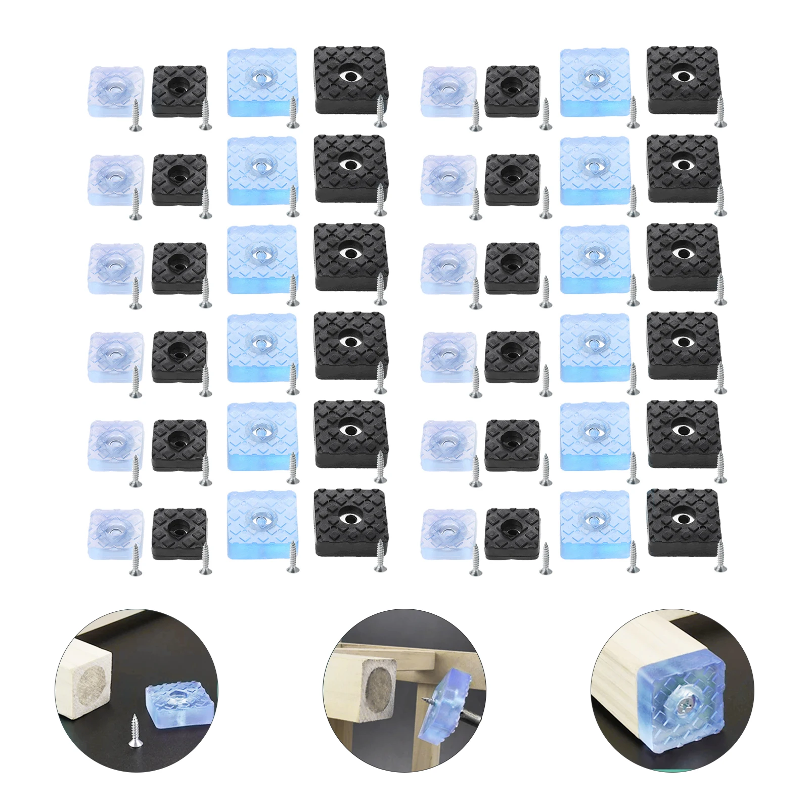 12-Pcs-Transparent-Black-Non-slip-Pads-Chair-Table-Feet-Leg-Bottom-Pads ...