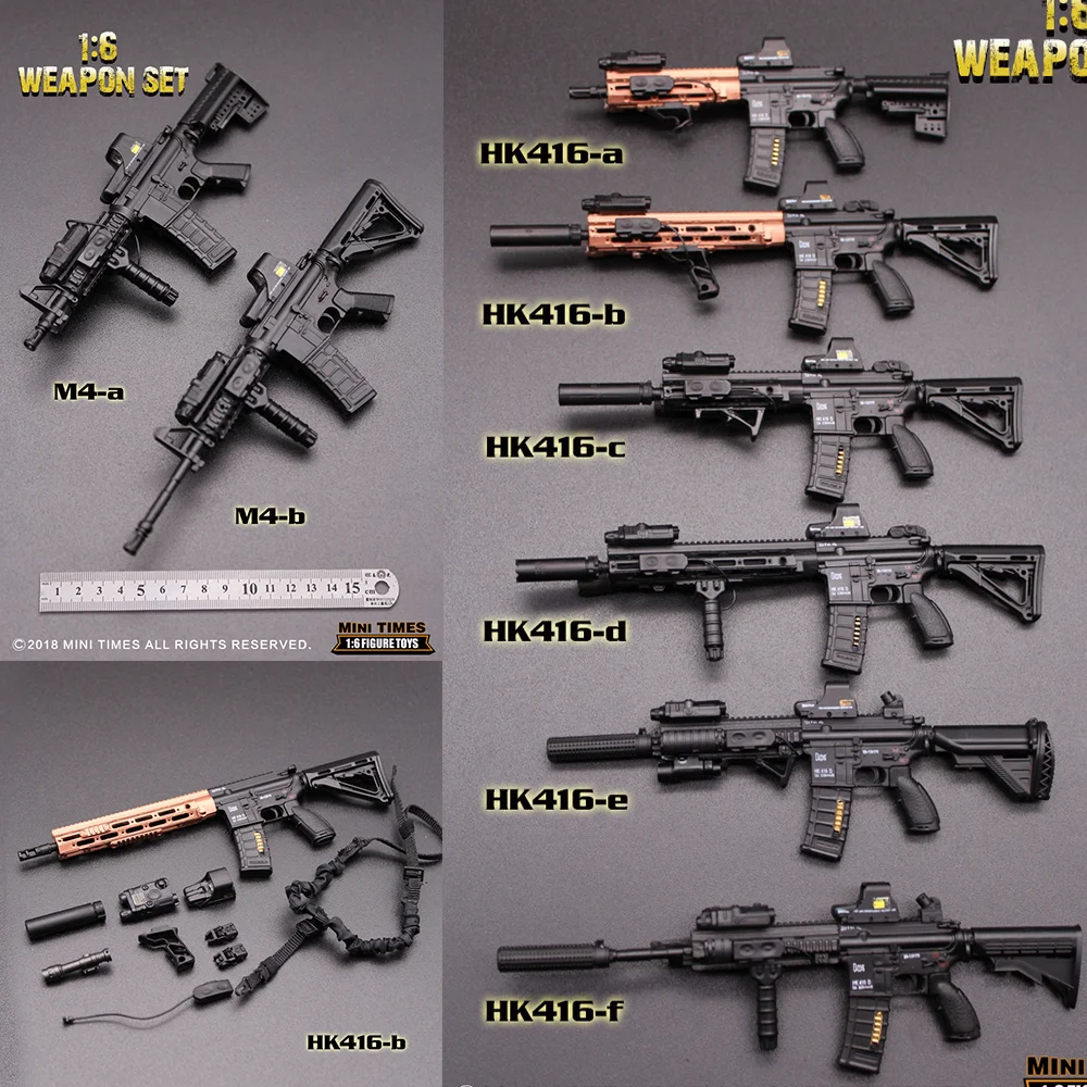 Minitimes Mini Hk416 1/6 Scale Soldier Military Weapon Gun Full Set ...