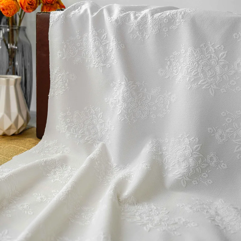 Vintage-Soft-Pure-White-Flower-Jacquard-Fabric-for-Spring-and-Autumn ...