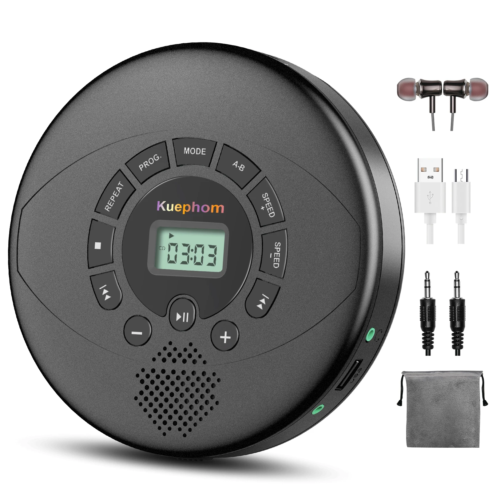 Portable CD player with USB rechargeable discman with speaker and ...