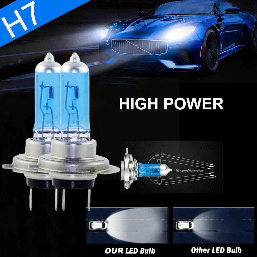 2-1pcs-H7-Car-Headlight-Bulbs-100W-8500K-Xenon-Hid-Look-Effect-Super ...
