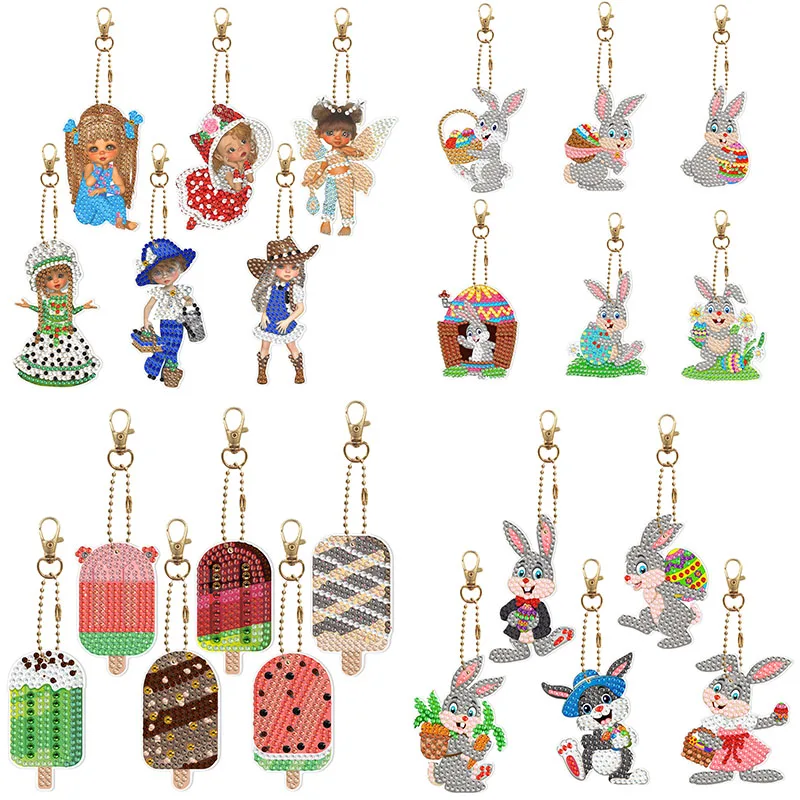 New-Keychain-5D-Diamond-Painting-Embroidery-Keychain-DIY-Cartoon-Easter ...