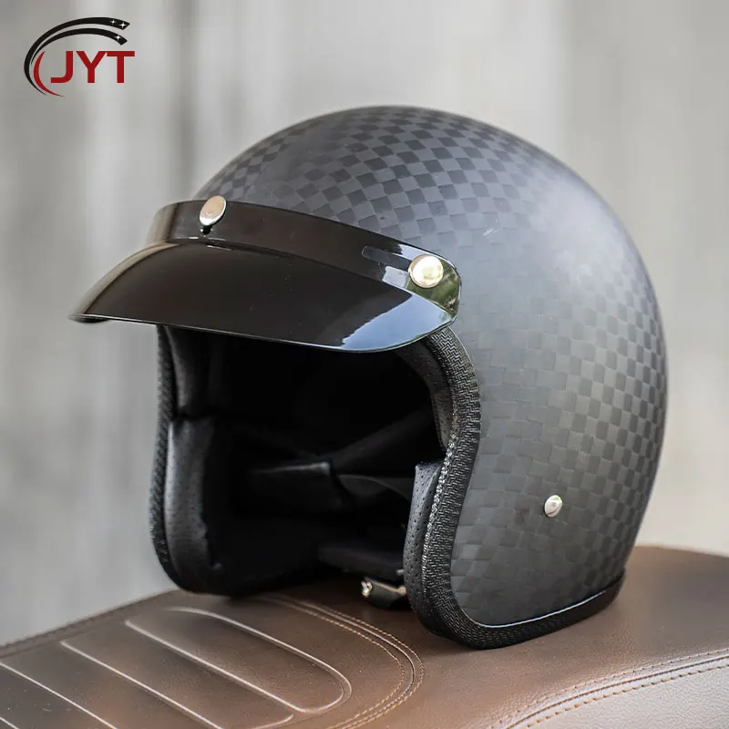 Ultralight-Carbon-Fiber-Open-Face-Helmet-for-Men-3-4-Motorcycle-Helmets ...