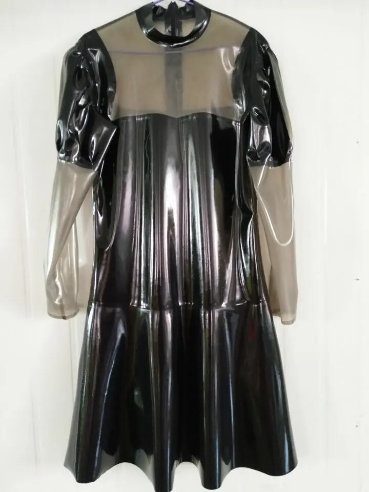 Black-Smoke-gray-S-XX-Latex-Skirt-Gummi-100-Rubber-Dress-Ruffle-Maiden ...