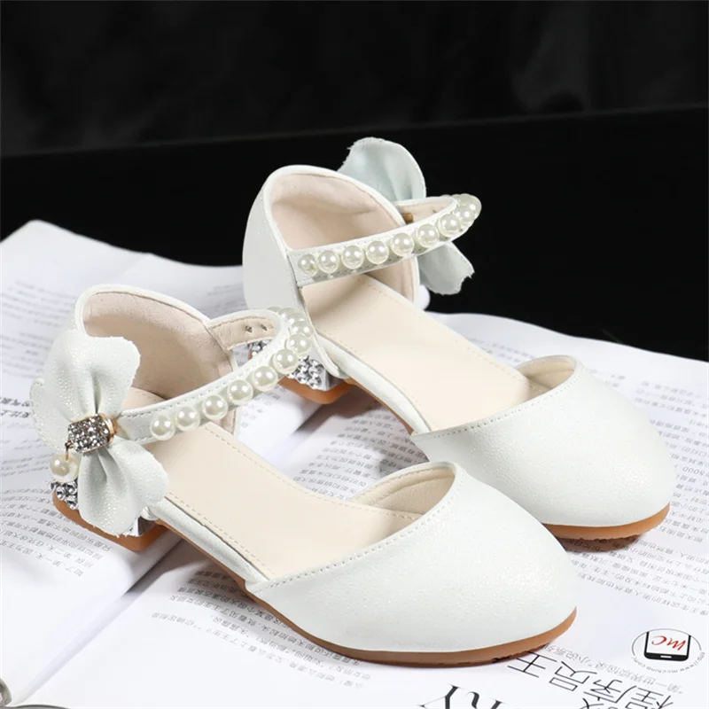 Children-Girls-Leather-White-Princess-High-Heel-Kid-Dress-Student-Show ...