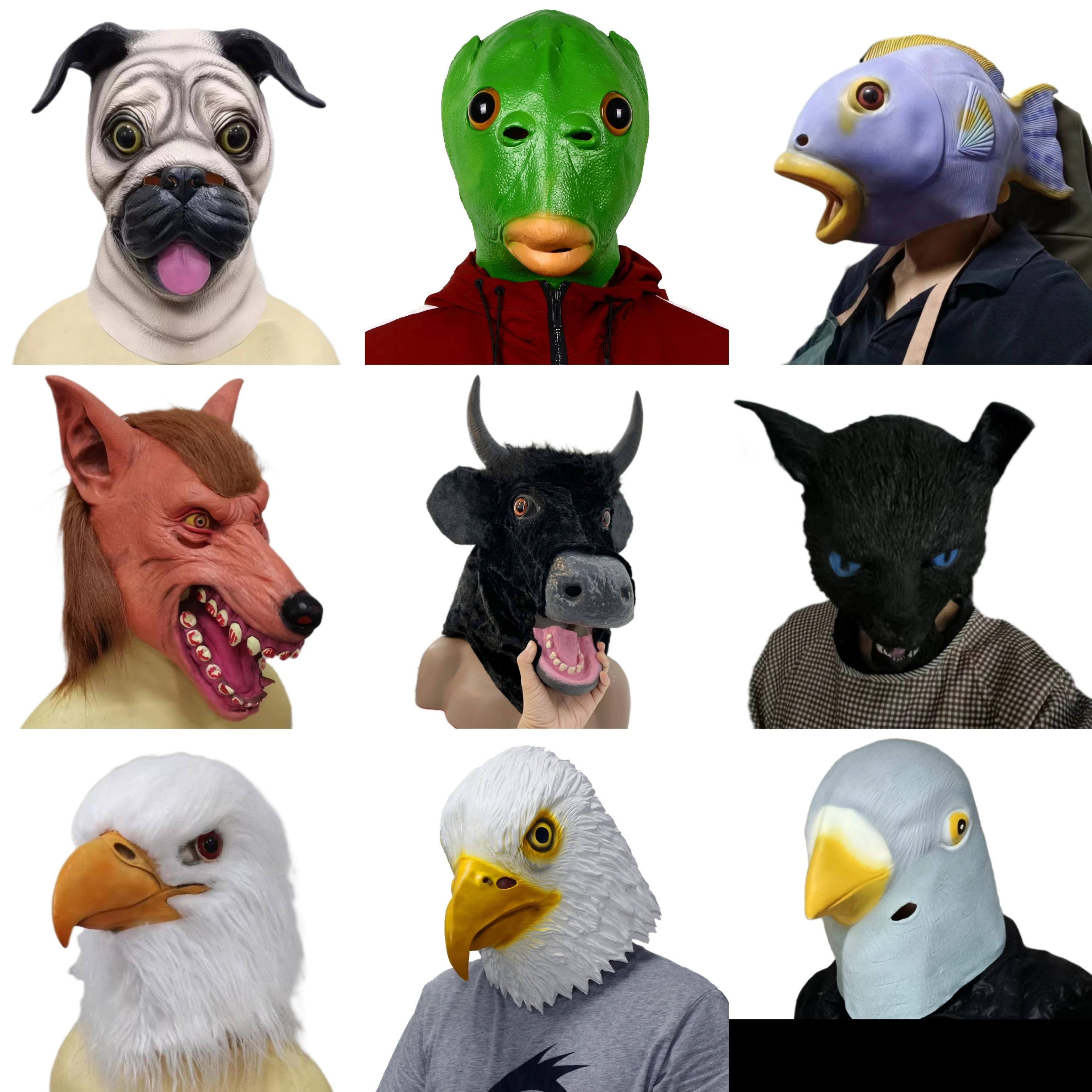 Full-Face-Animal-Mask-Leopard-Tiger-Cat-Horse-Cow-Mask-Novel-Halloween ...