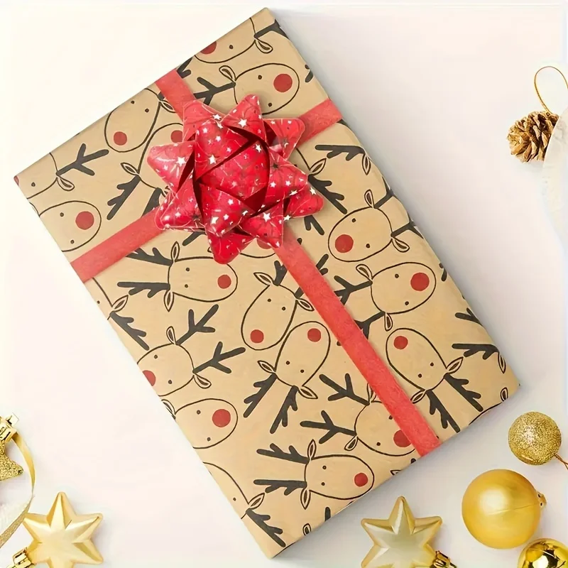 Vintage Reindeer Christmas Wrapping Paper Roll - FJK SPORTS
