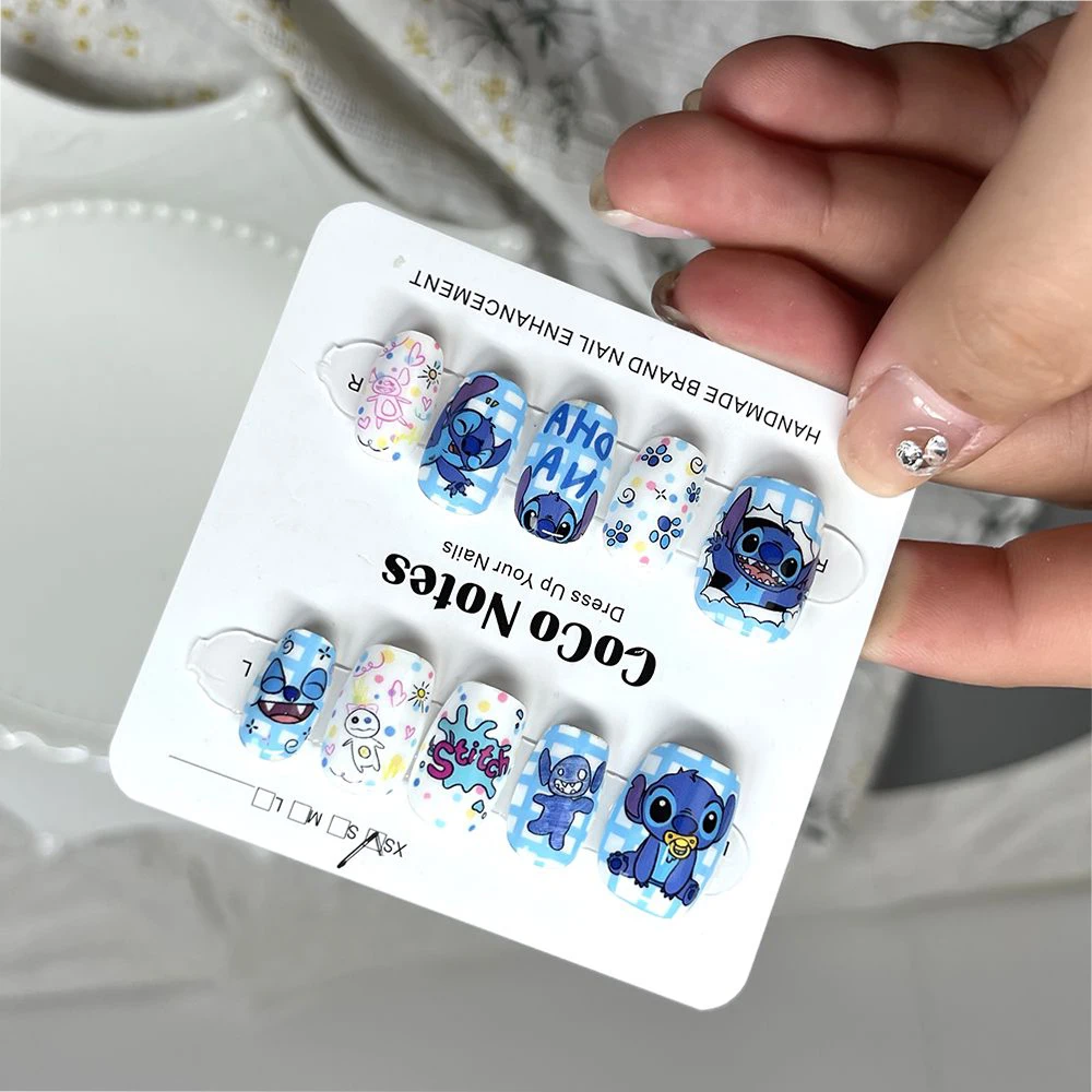 Kawaii-Stitch-Fake-Nail-Stickers-Anime-Wearable-Nails-Cartoon-Short ...