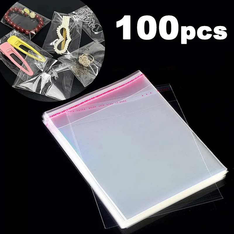 100pcs-Jewelry-Bags-Self-Adhesive-OPP-Transparent-Plastic-Sachets-For ...