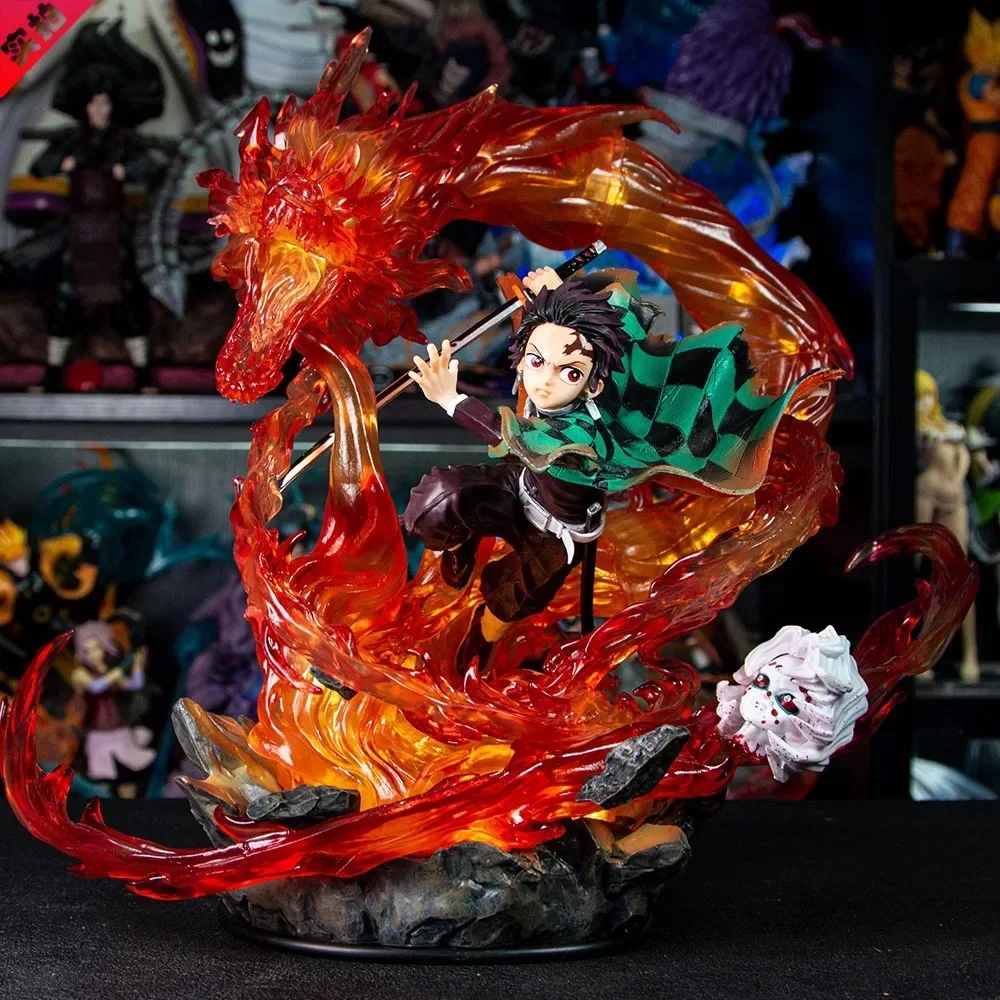 30cm Demon Slayer Anime Figure Fire Dragon Fighting Stance Kamado ...