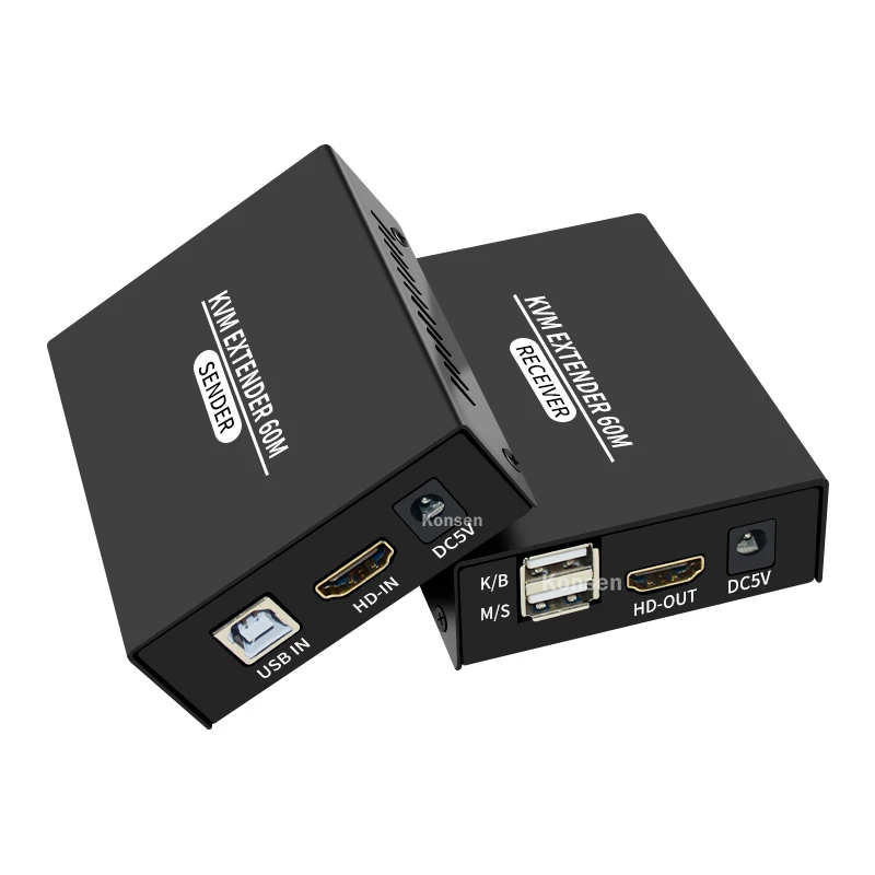 60M HDMI KVM Extender over Ethernet Cat5e/6 1080P HDMI USB Extender ...