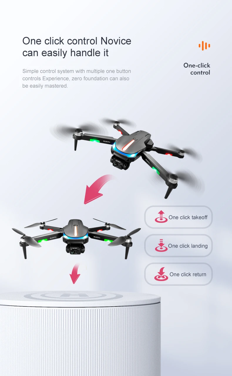 Noir 4K 3B-Drone RG100 Pro avec Évitement'Obstacles à Trois Faces, WIFI ...