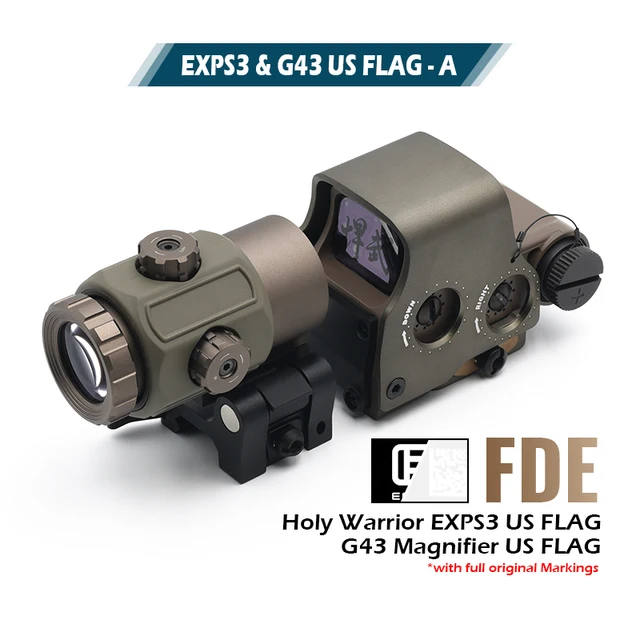 Holy Warrior EXPS3 Holographic Red Dot Sight with G43 3X Magnifier with ...