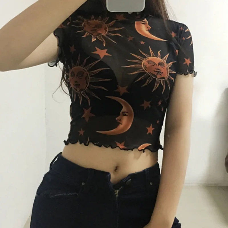 Top-Women-See-through-Crop-Tops-Summer-Clothes-Transparent-Moon-Star ...