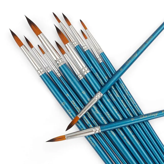 12pcs Paint Brushes Set Professional Paint Brush Round Pointed Tip ...