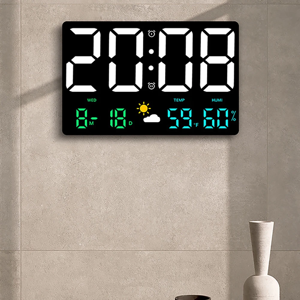Large-Digital-Wall-Clock-Temp-Date-Week-LED-Display-Adjustable ...