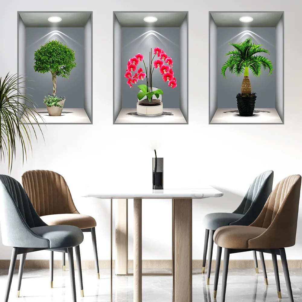 3D effect potted triptych posters - myhousesproduct