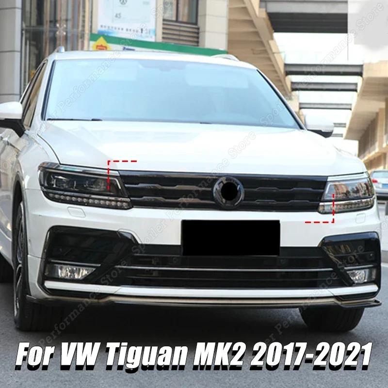 For-VW-Tiguan-MK2-2017-2018-2019-2020-2021-Gloss-Black-ABS-Car-Front ...
