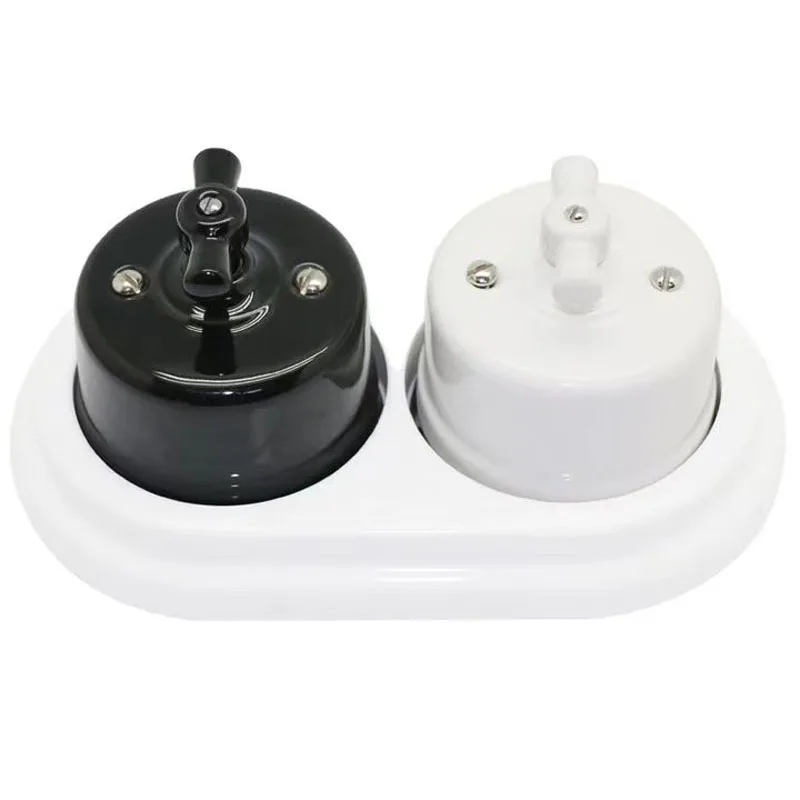 EU-Socket-Retro-Style-Ceramic-Rotary-Switch-Wall-Light-2-Way-Control ...