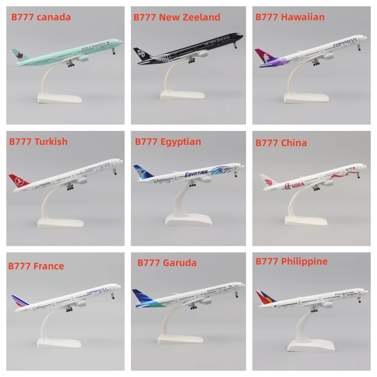 20cm Aircraft Model Toy B777 Series Metal Replica Diecast Airplane ...