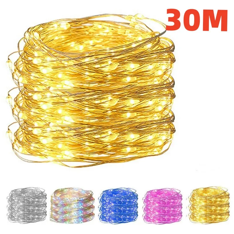 10/20/30M USB LED String Lights Copper Silver Wire Garland Light ...