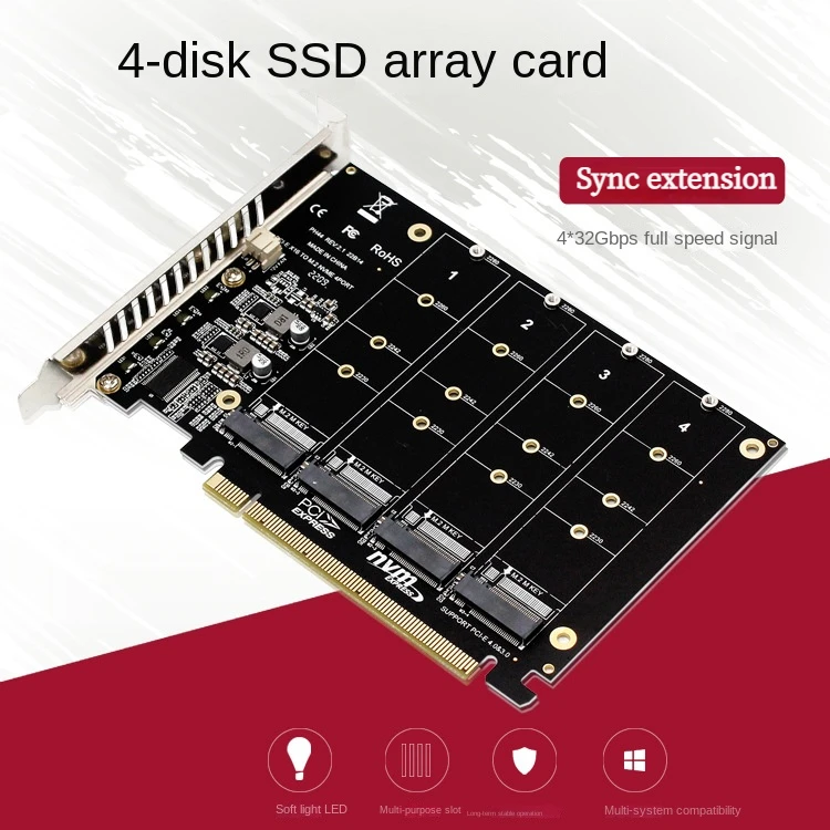 Riser-NVMe-4-Disk-SSD-Array-Card-PCI-E-Raid-Card-Signal-Splitting ...